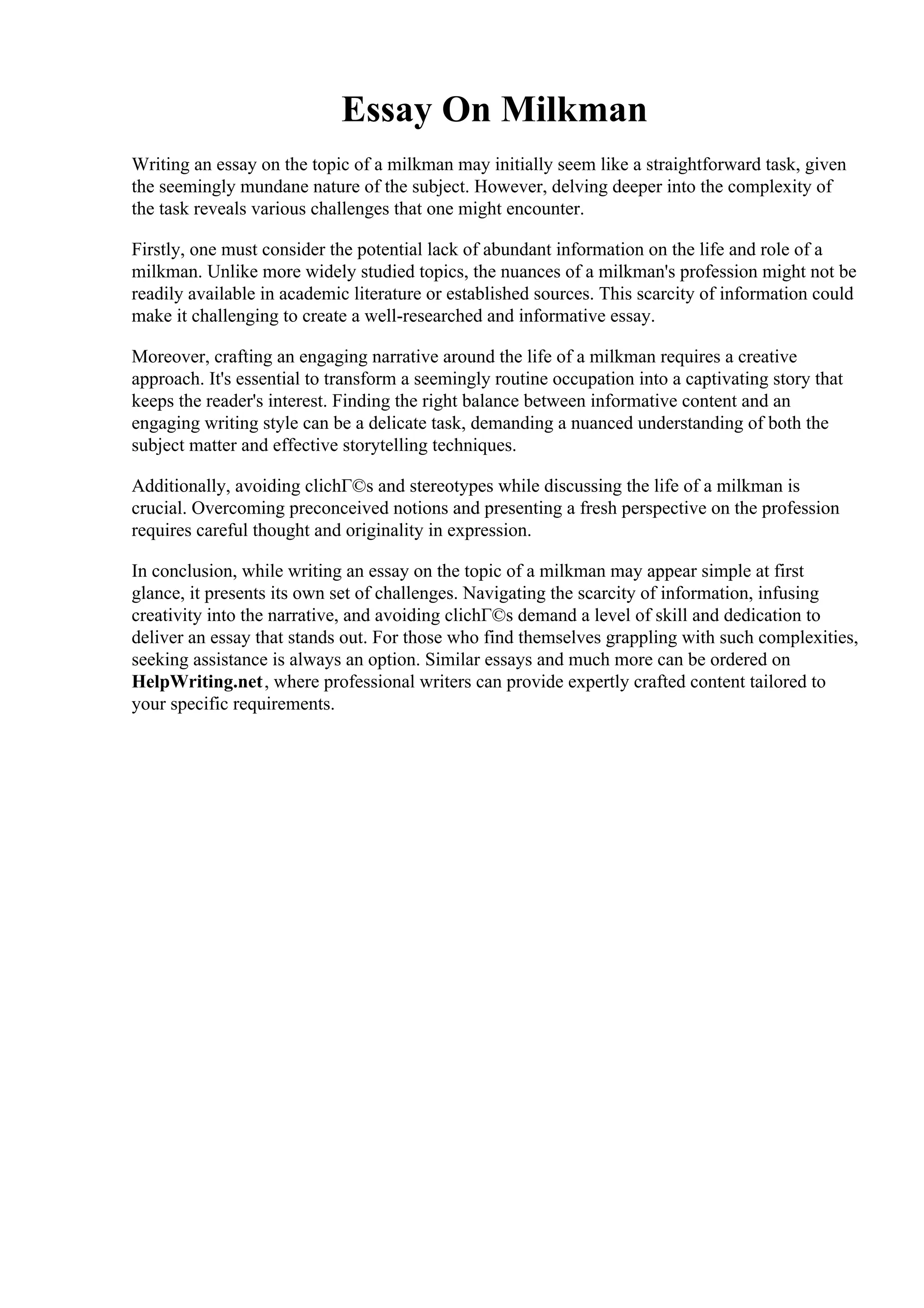 Essay On Milkman. 10 lines on Milkman in English - Short essay on ...