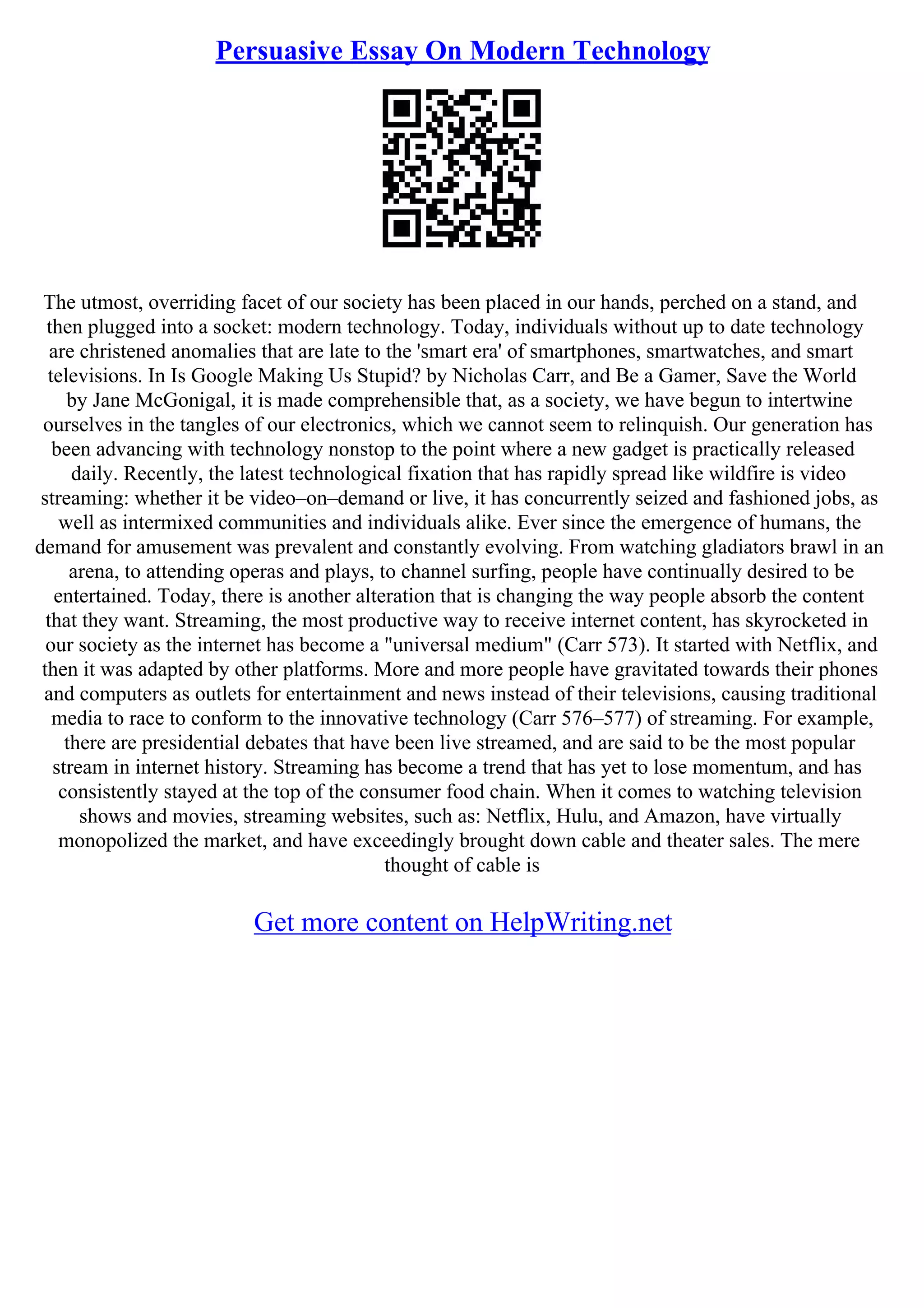 Essay On Modern Technology | PDF