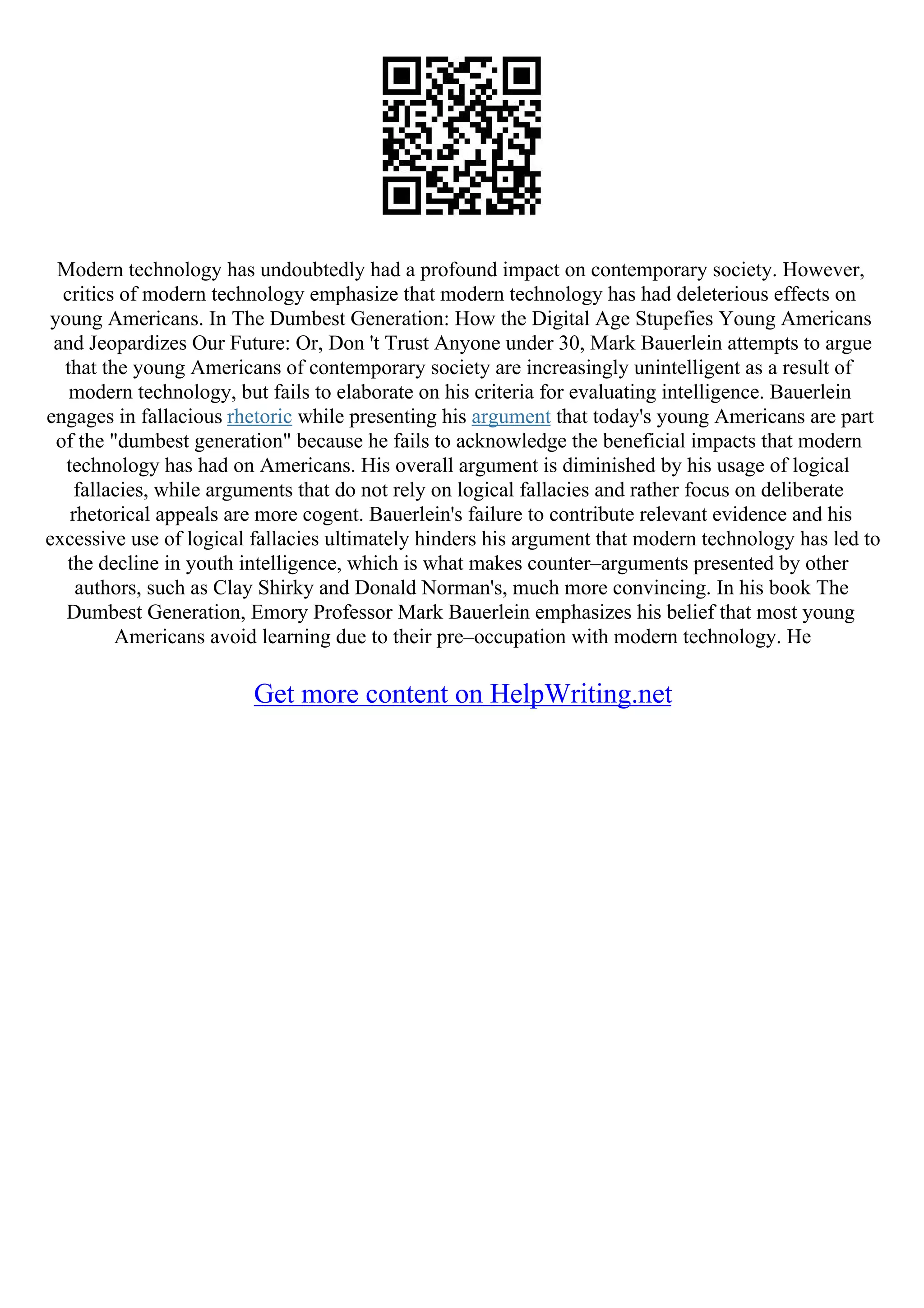 Essay On Modern Technology | PDF