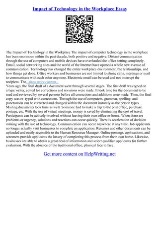 Essay On Modern Technology | PDF