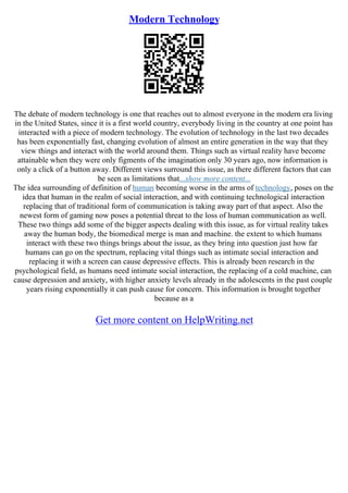 Essay On Modern Technology | PDF