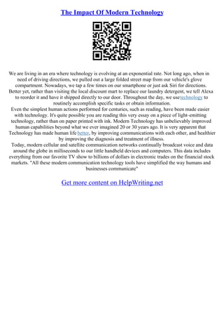 Essay On Modern Technology | PDF