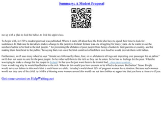Essay On Modest Proposal | PPT