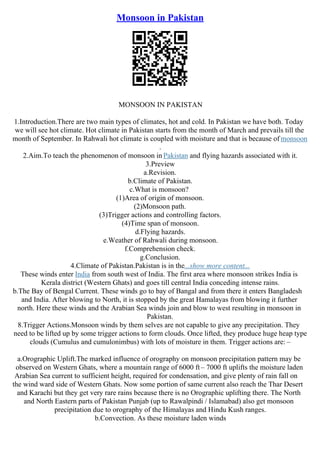 Essay On Monsoon Season | PDF | Weather | Science