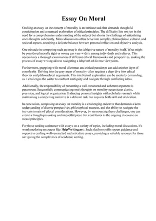 Essay On Moral | PDF