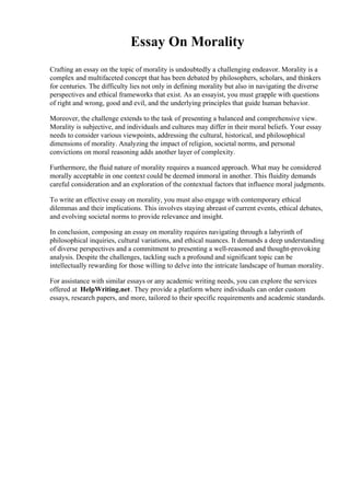 Essay On Morality.pdf | Religion & Spirituality