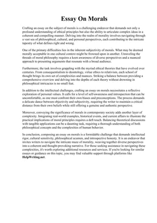 Essay On Morals | PDF | Needlework | Arts and Crafts