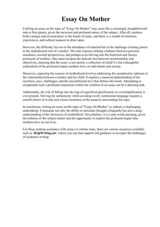 Essay On Mother | PDF