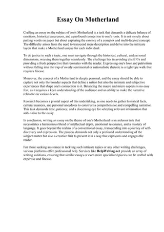 Essay On Motherland. National Defense University | PDF | Genealogy and ...