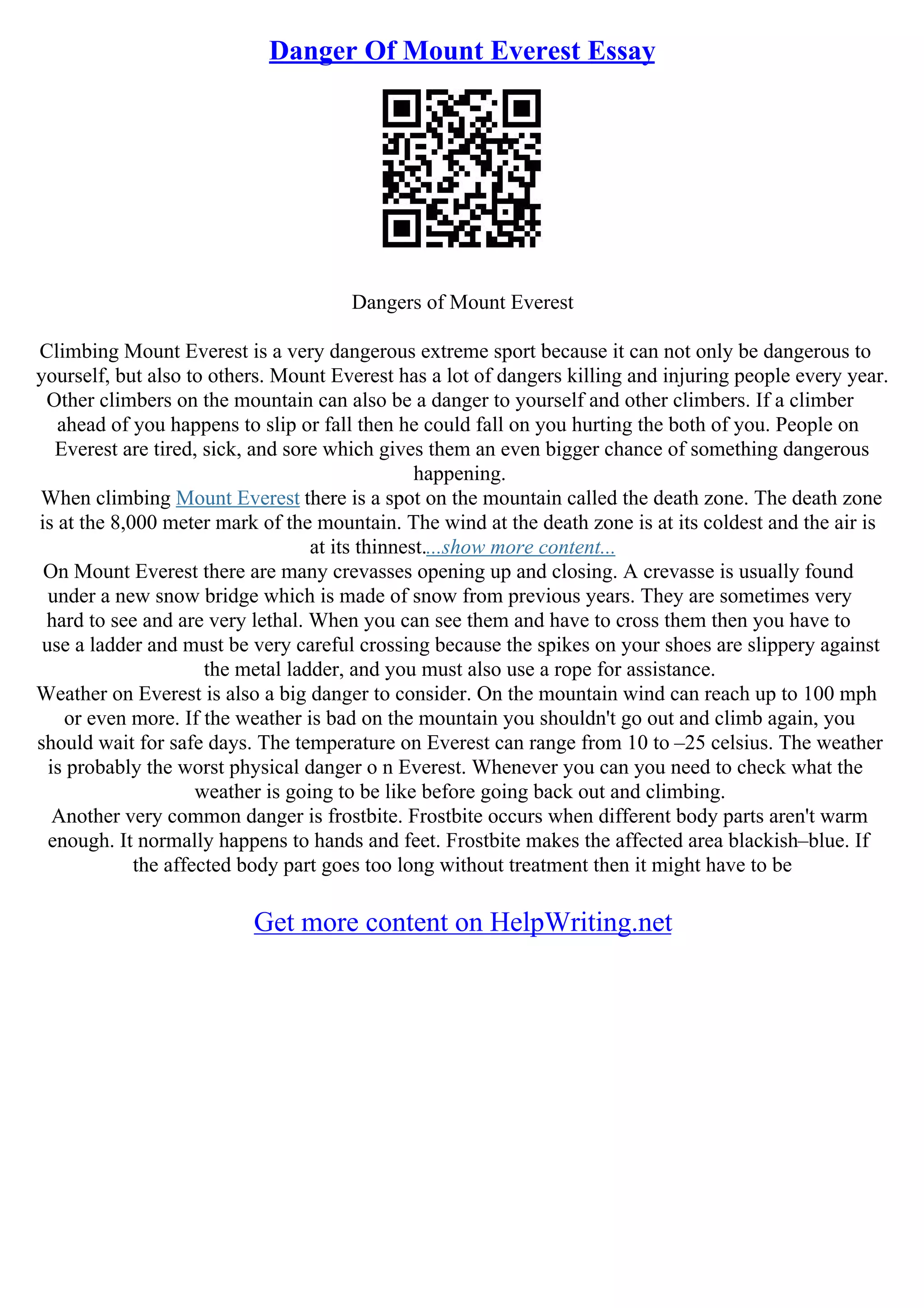 Essay On Mount Everest | PDF