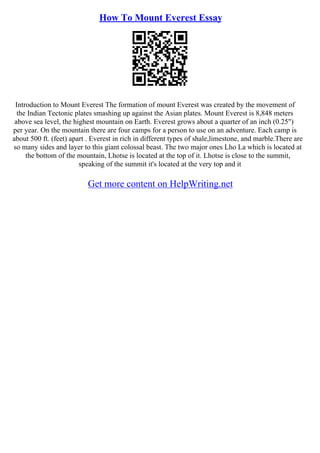 Essay On Mount Everest | PDF