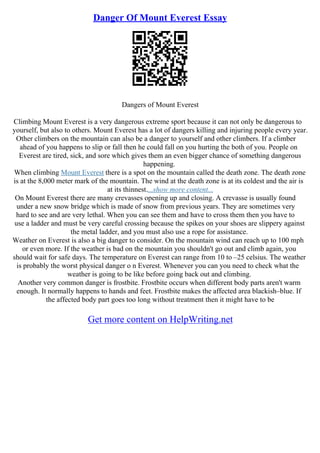 Essay On Mount Everest | PDF