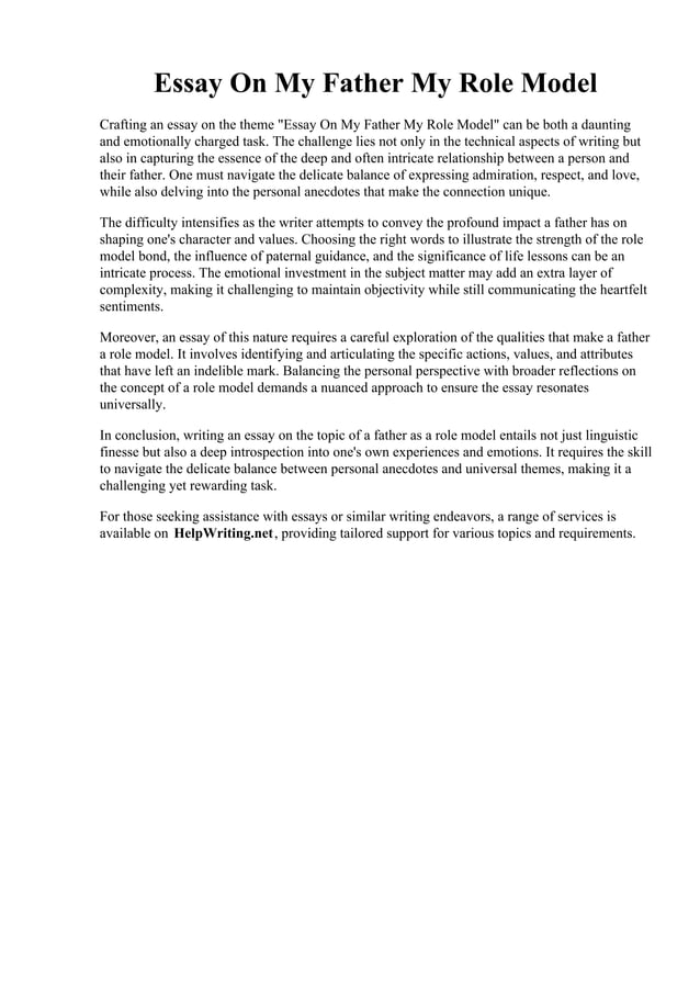 Essay On My Father My Role Model. My dad my role model. My Role Model ...