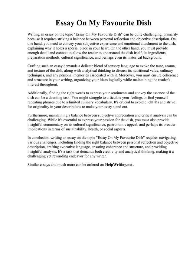 Essay On My Favourite Dish | PDF