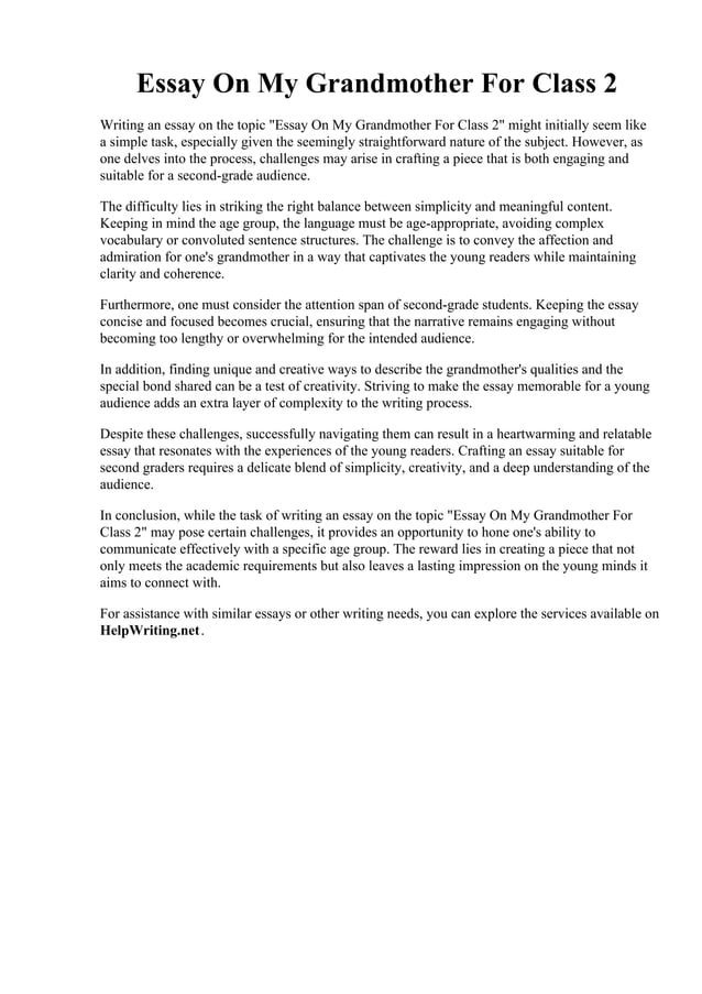 Essay On My Grandmother For Class 2 | PDF