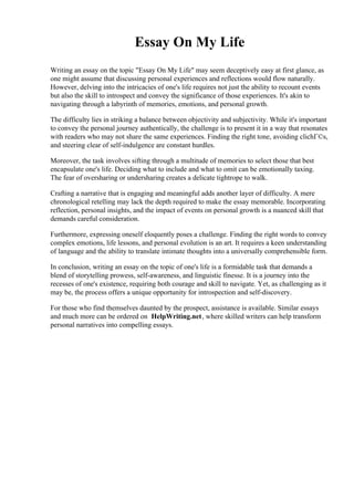 Essay On My Life | PDF