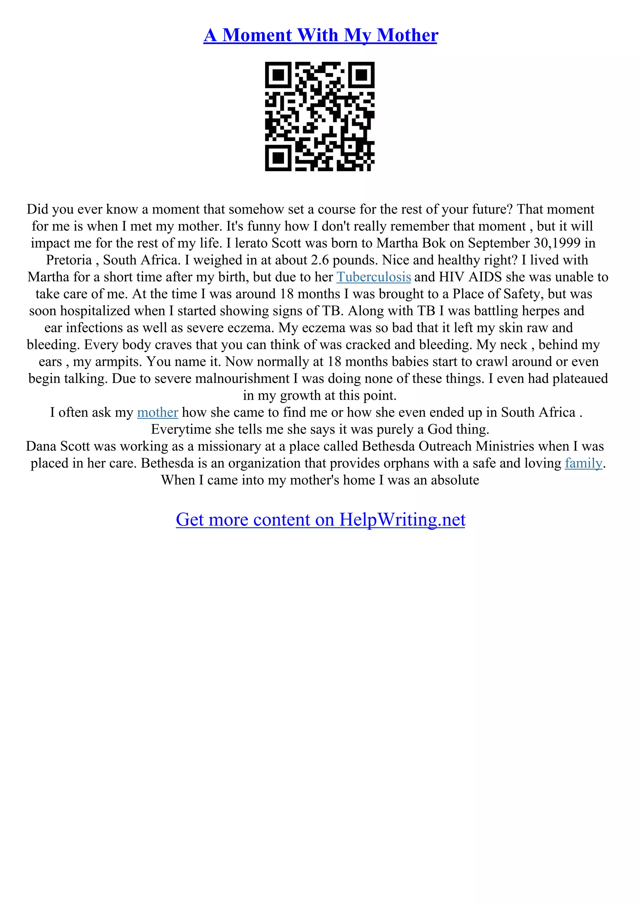 Essay On My Mother | PDF