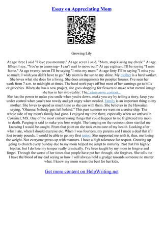 Essay On My Mother | PDF