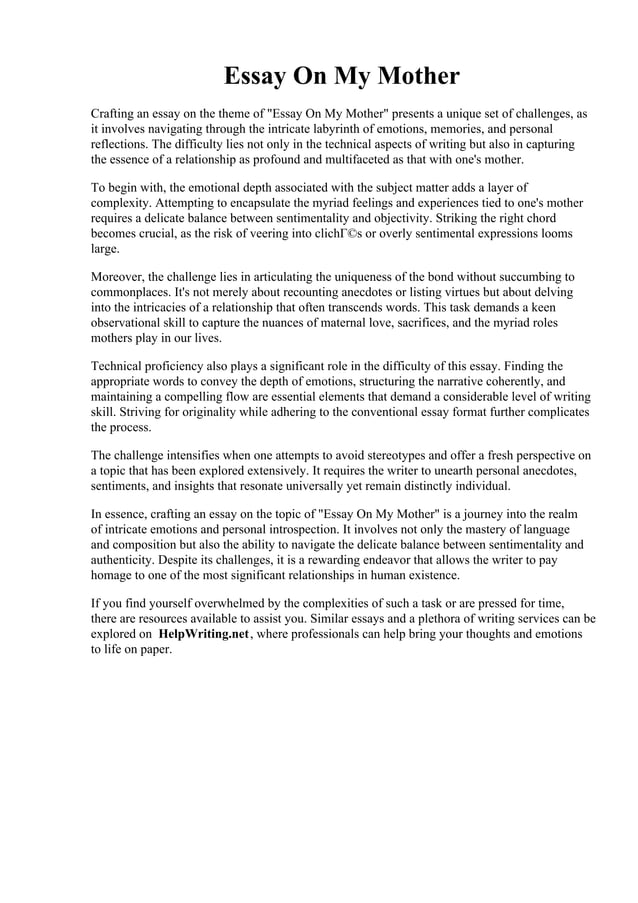 Essay On My Mother | PDF