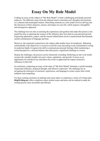 Essay On My Role Model. My Role Model Essay Telegraph | PDF