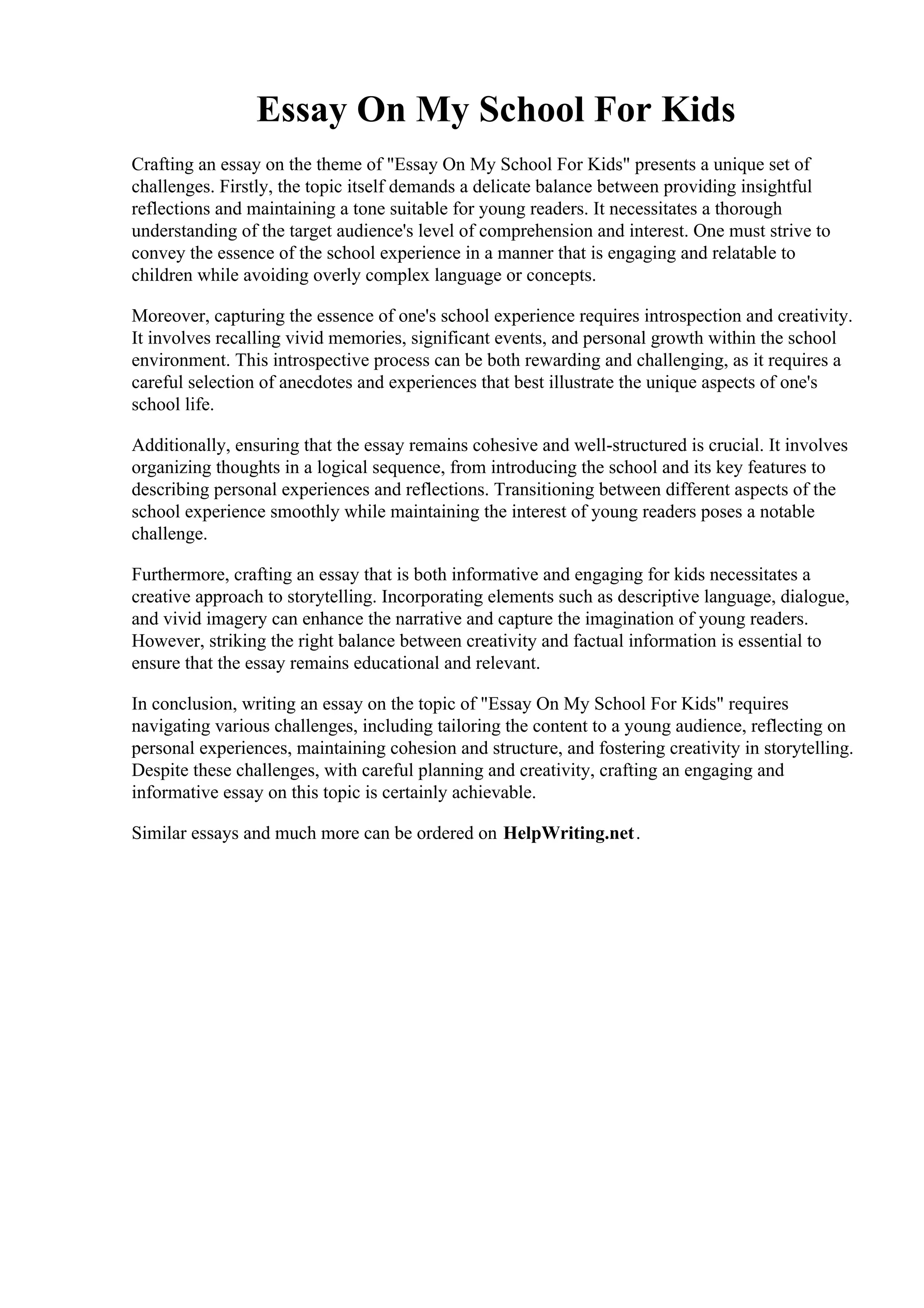 Essay On My School For Kids. Our School Essay In English For Kids ...