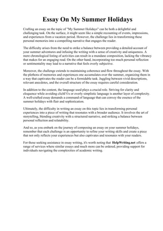 Essay On My Summer Holidays | PDF