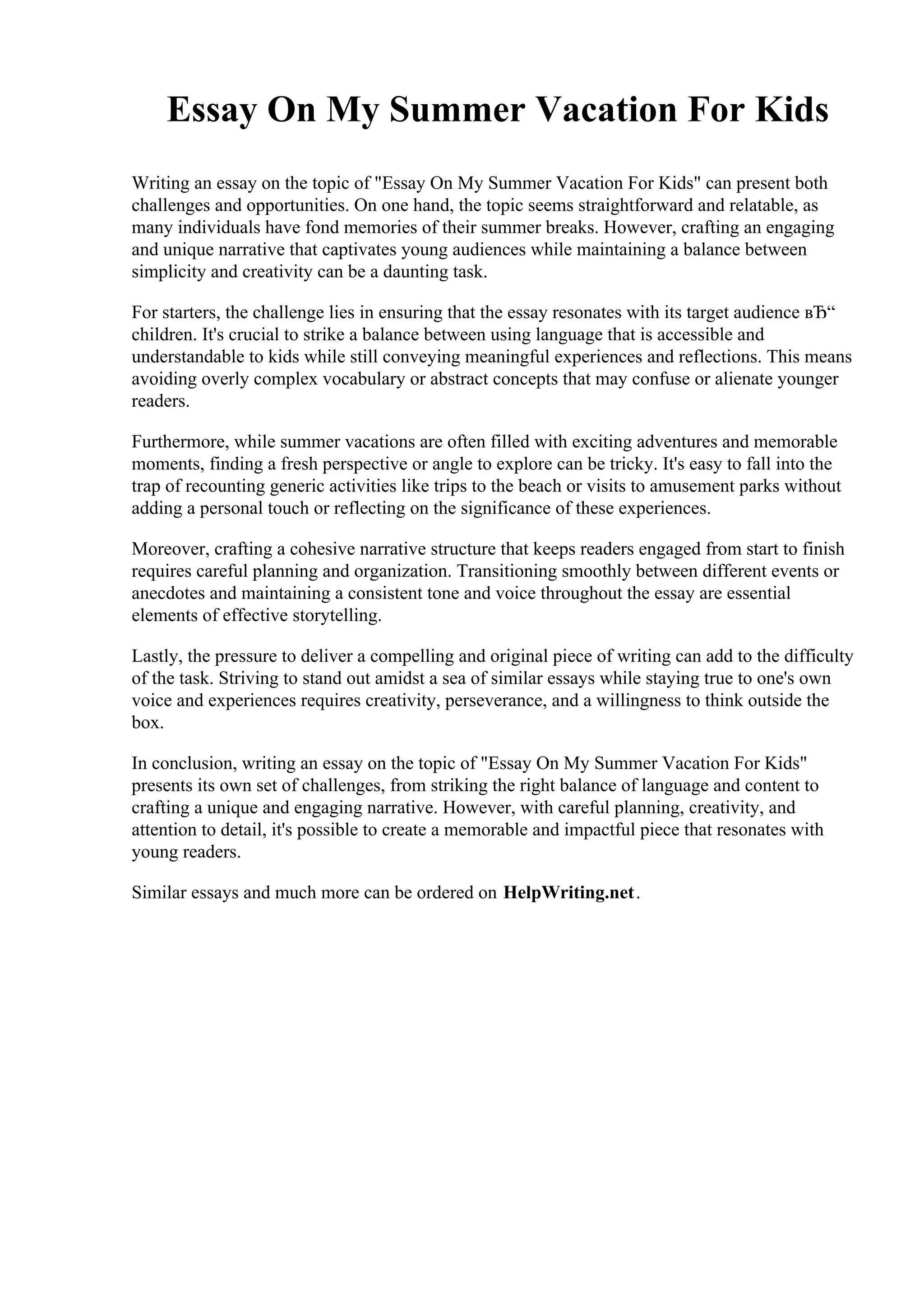 Essay On My Summer Vacation For Kids.pdf