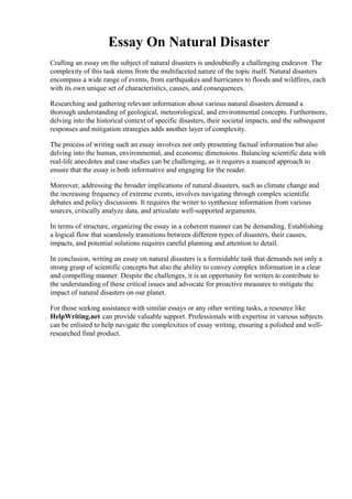 Essay On Natural Disaster | PDF
