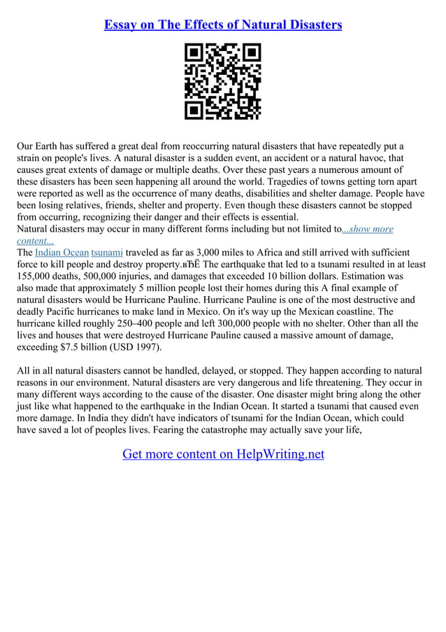 Essay On Natural Disasters | PDF