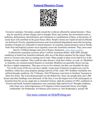 Essay On Natural Disasters | PDF