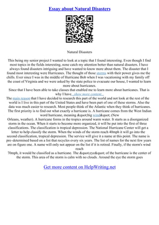 Essay On Natural Disasters | PDF