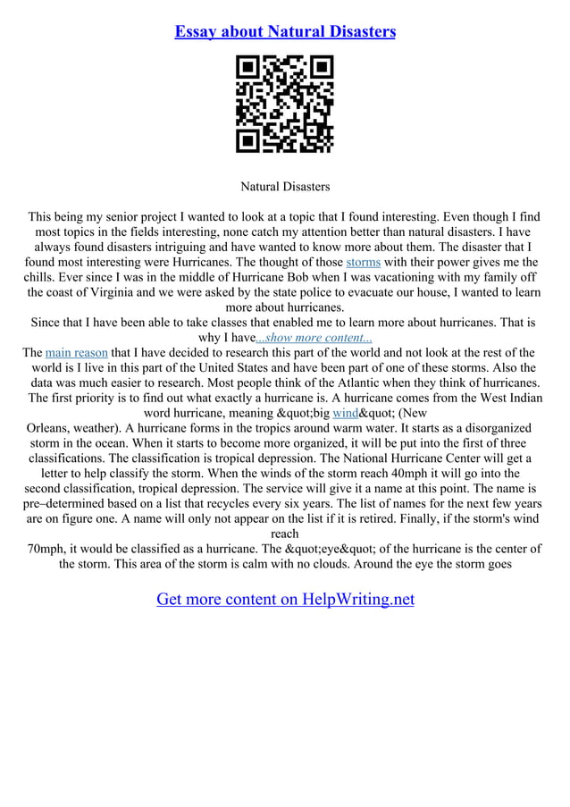 Essay On Natural Disasters | PDF