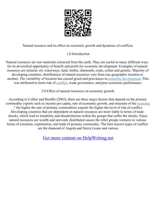 Essay On Natural Resources | PDF