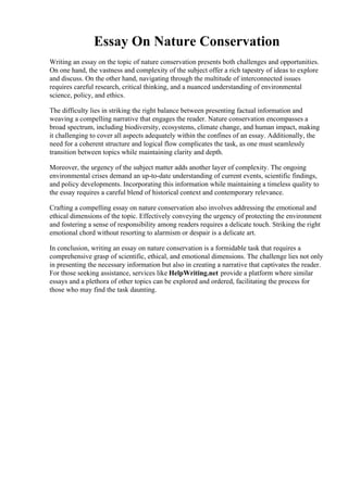 Essay On Nature Conservation. Essay On Nature Conservation. | PDF