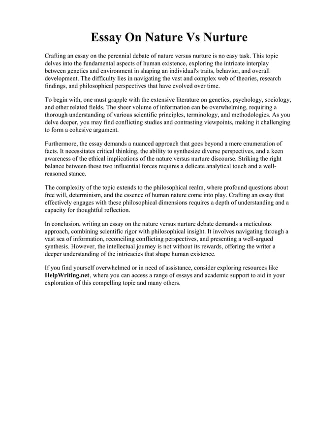 Essay On Nature Vs Nurture | PDF