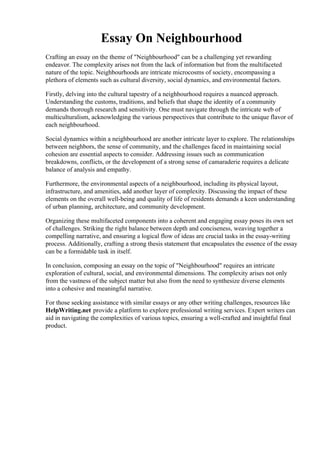 Essay On Neighbourhood | PDF