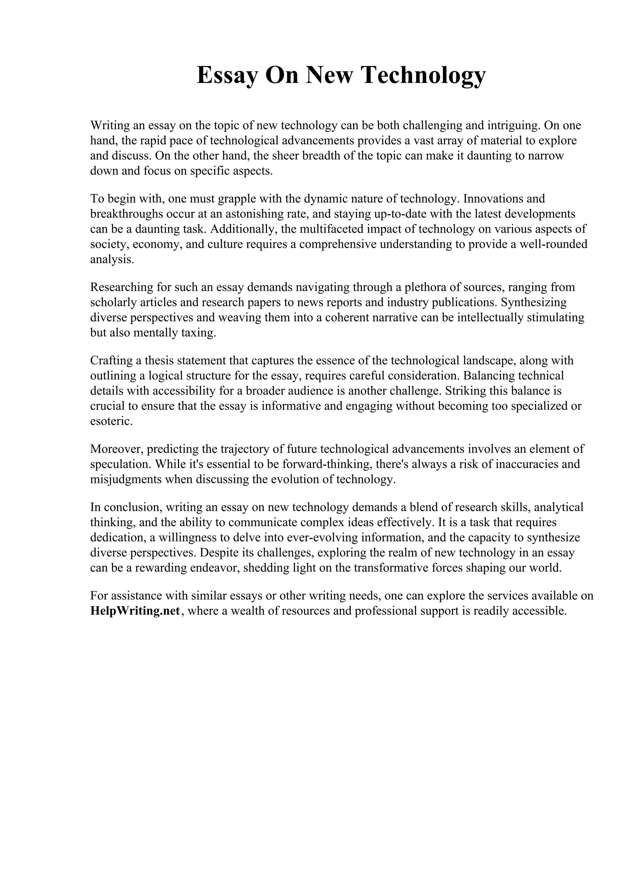 Essay On New Technology | PDF