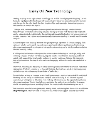 Essay On New Technology | PDF