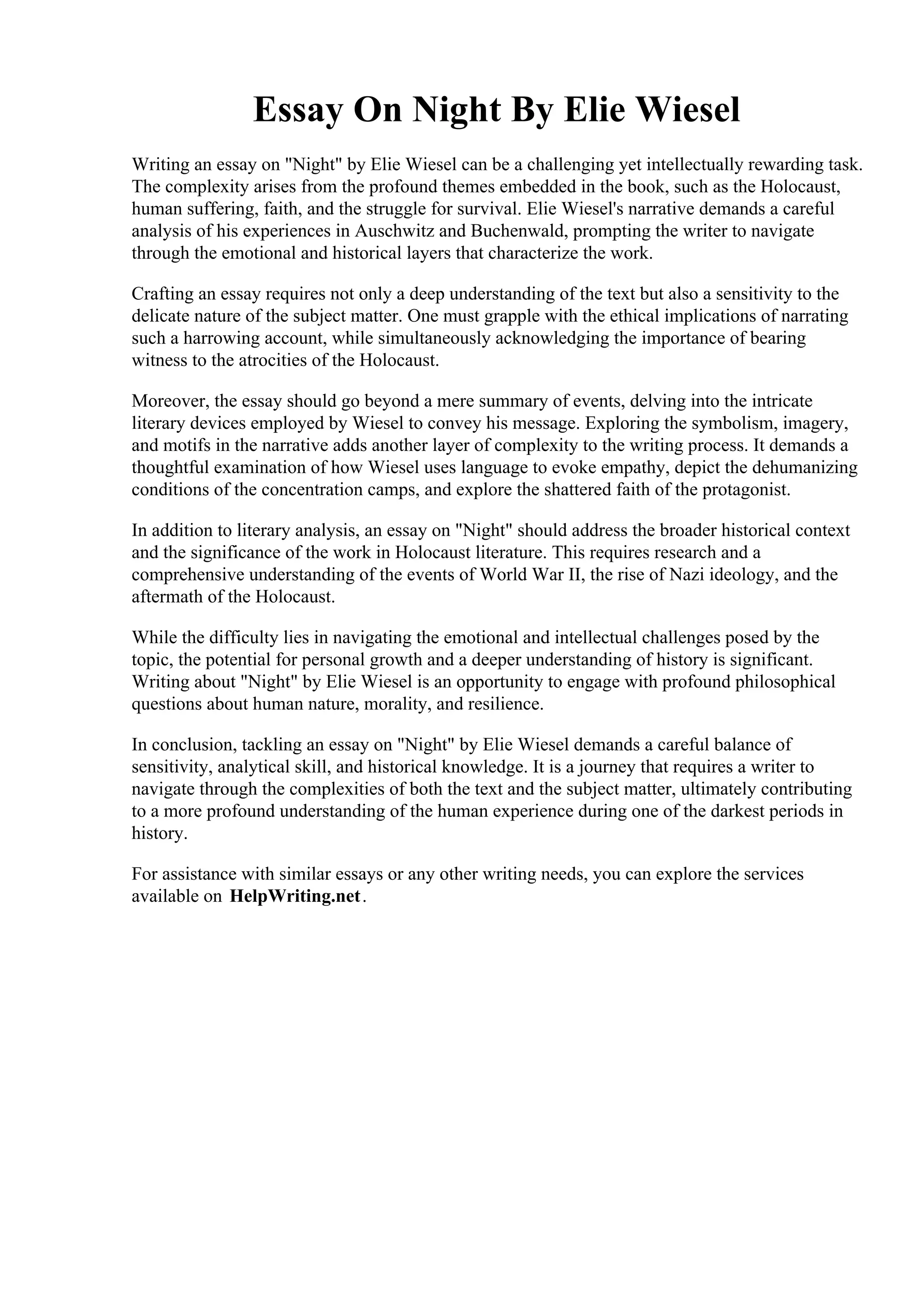 Essay On Night By Elie Wiesel.pdf