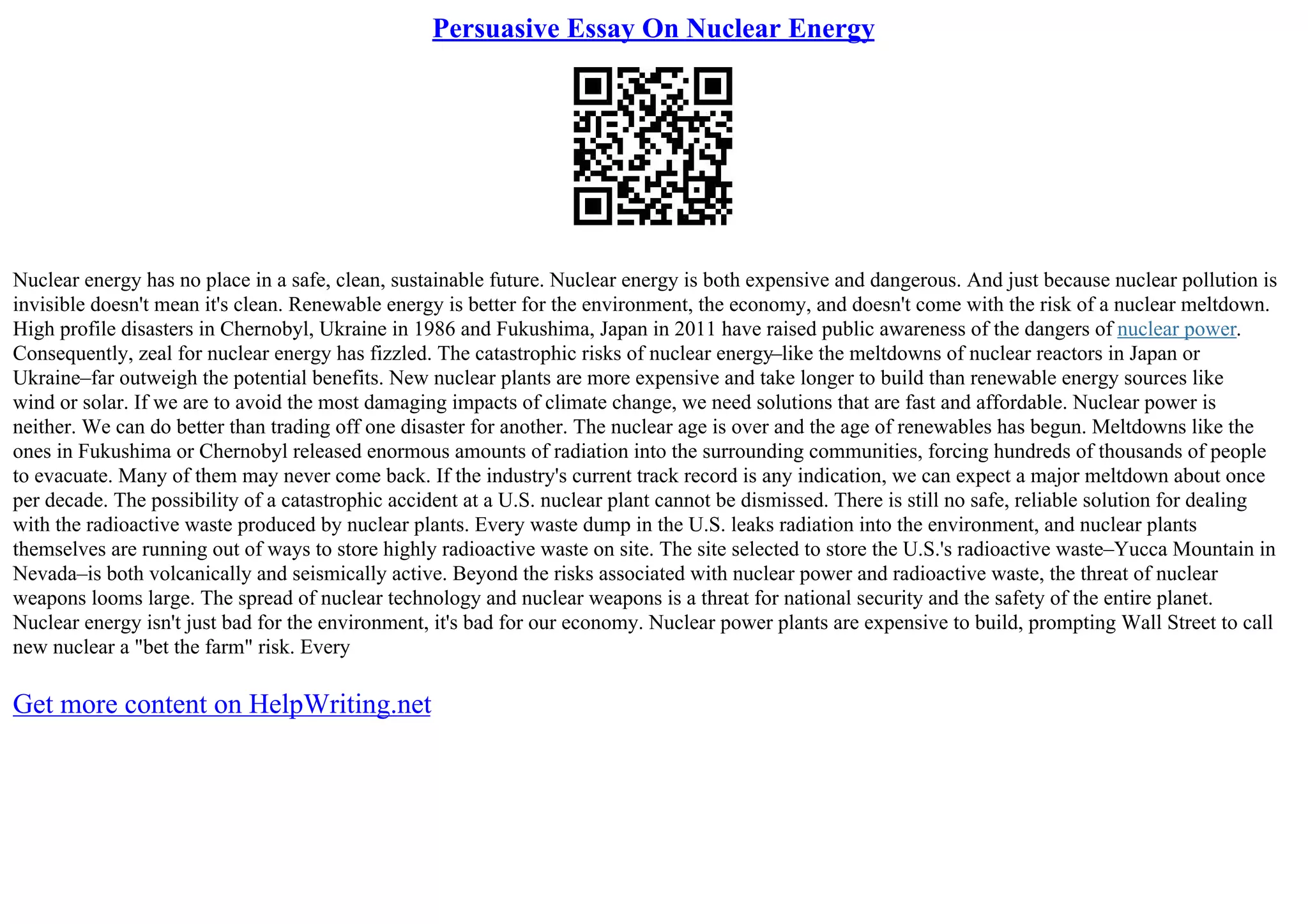 Essay On Nuclear Energy | PPT