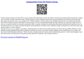 Essay On Nuclear Energy | PPT