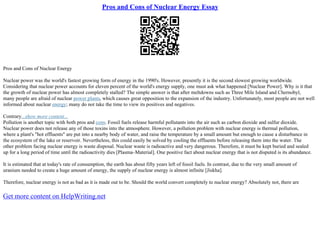 Essay On Nuclear Energy | PPT