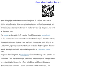 Essay On Nuclear Energy | PPT
