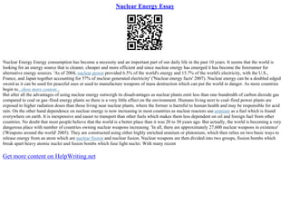 Essay On Nuclear Energy | PPT