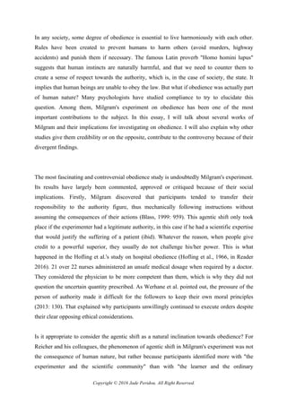Essay on Obedience - Jade Peridou | PDF