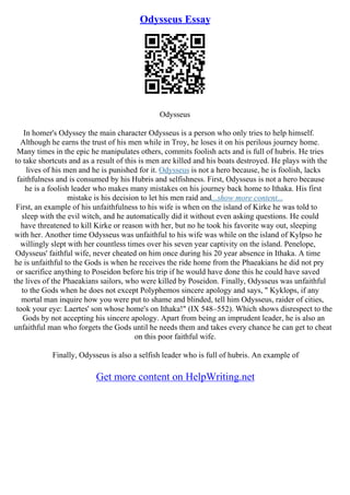 Essay On Odysseus | PDF