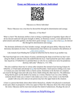 Essay On Odysseus | PDF