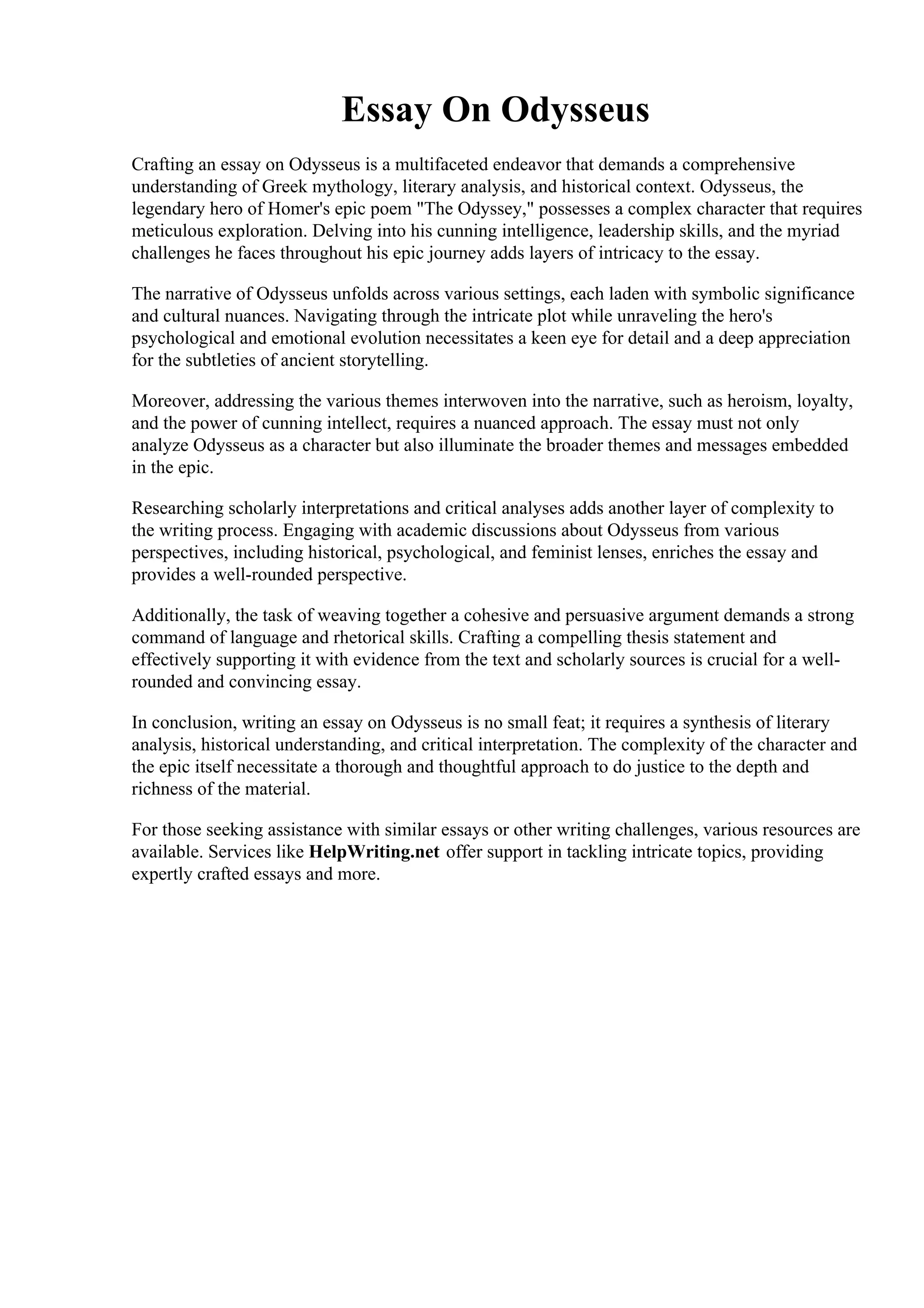 Essay On Odysseus.pdfEssay On Odysseus | PDF