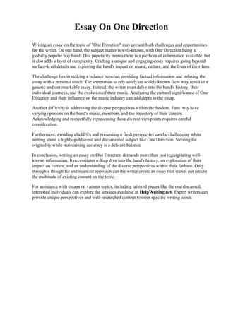 Essay On One Direction. St. Cloud Technical and Community College | PDF