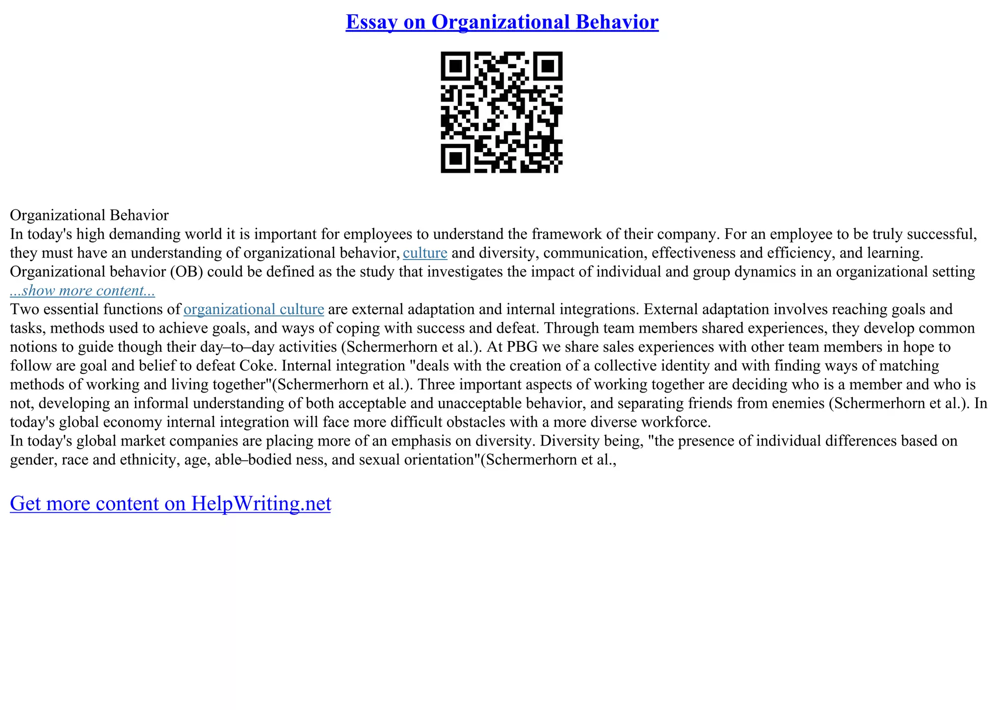 Essay On Organizational Behavior | PPT